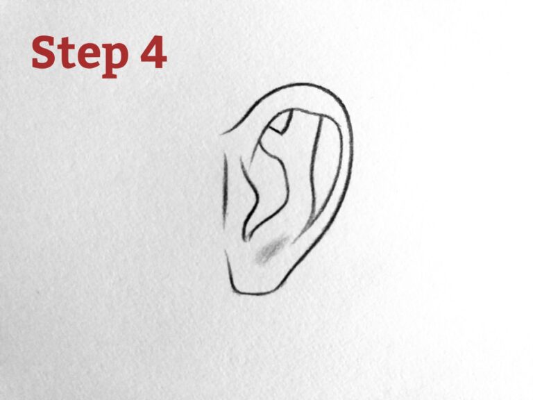 How to draw an Ear step by step | Ear drawing for beginners - draweazy
