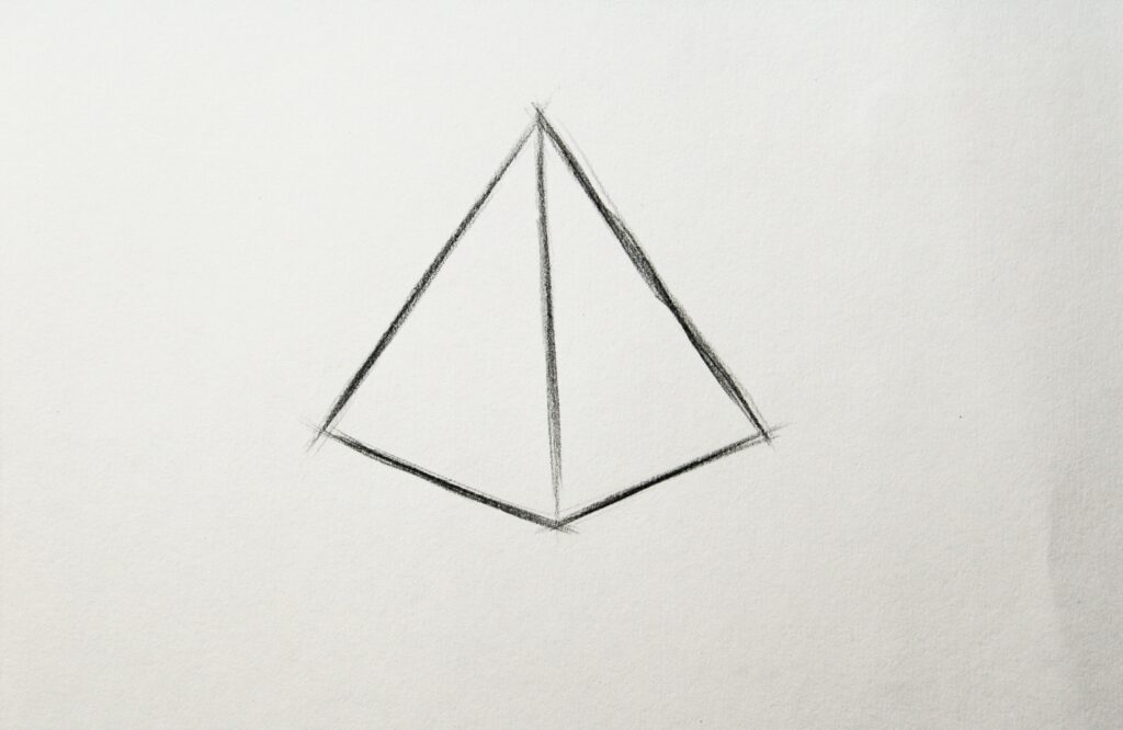 Drawing Basic Shapes : How to draw a Pyramid shape tutorial step by ...