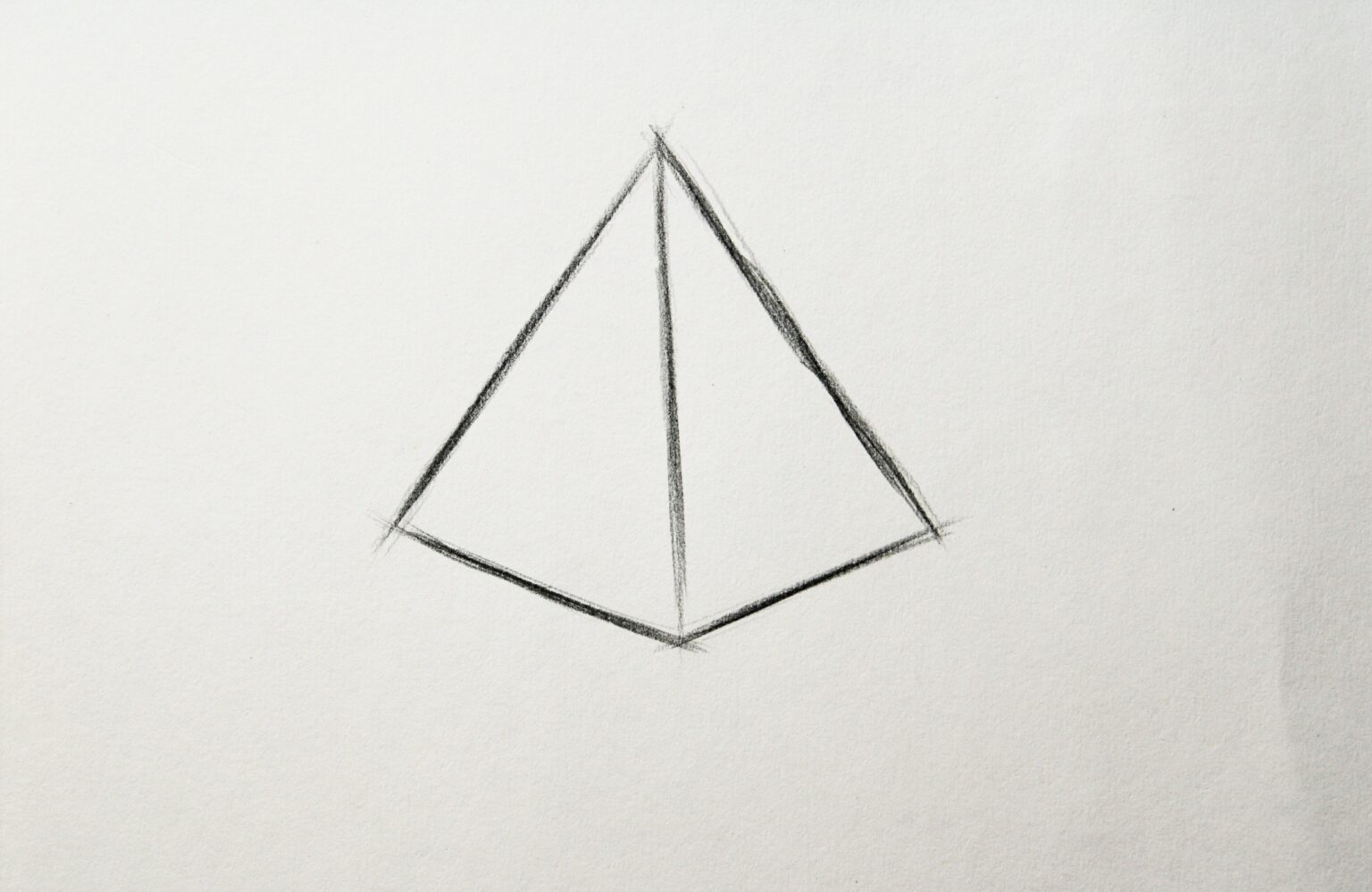 Drawing Basic Shapes : How to draw a Pyramid shape tutorial step by ...