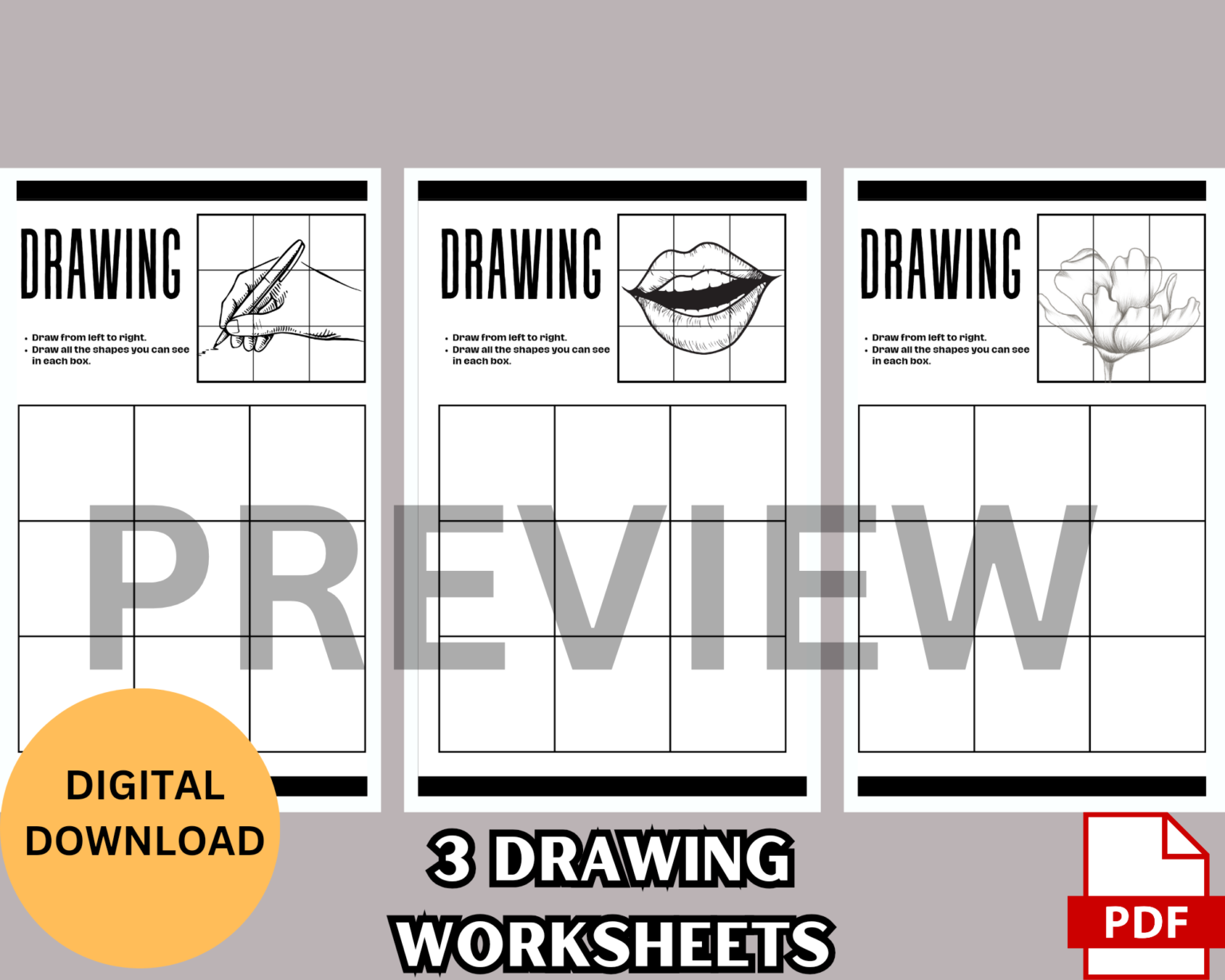 Drawing Practice Sheets (PDF) Printable | Download Drawing Work Sheets ...